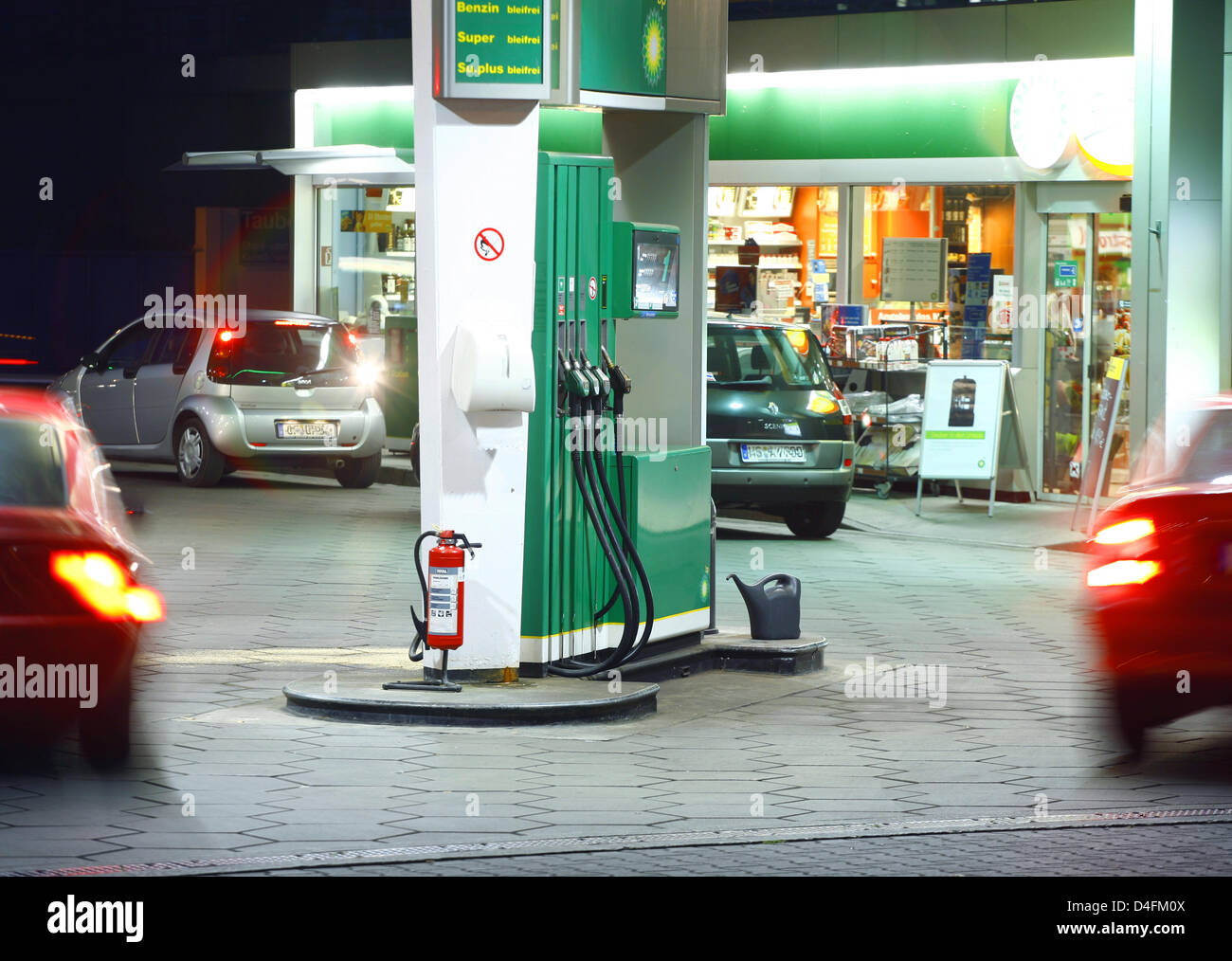 A petrol station seen in Frankfurt Main, Germany, on the evening of 10 ...