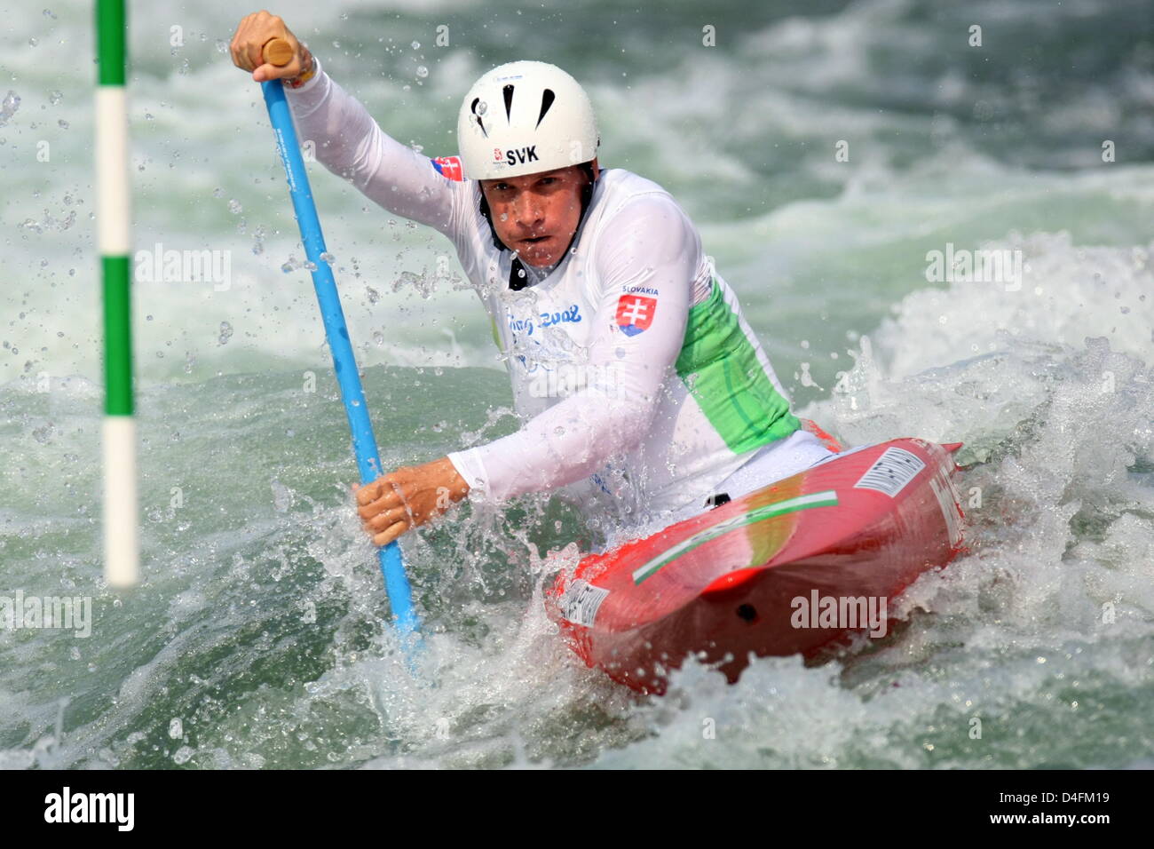 Michal Martikan of Slovakia competes in the Olympic Kayak Slalom final ...