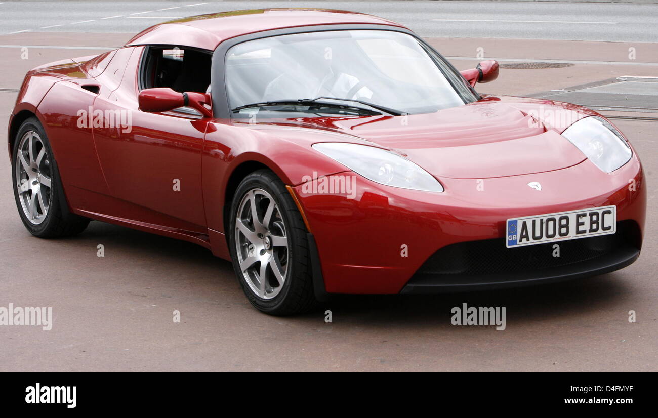 A 'Tesla Roadster', an electrically driven sports car seen on ...