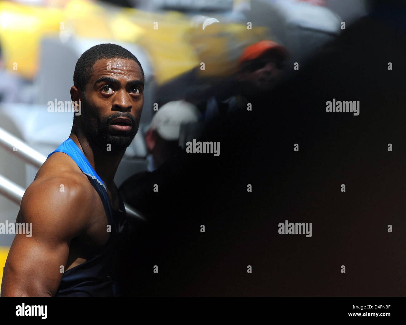 Tyson Gay from USA reacts after the the men's 100m heat of the ...