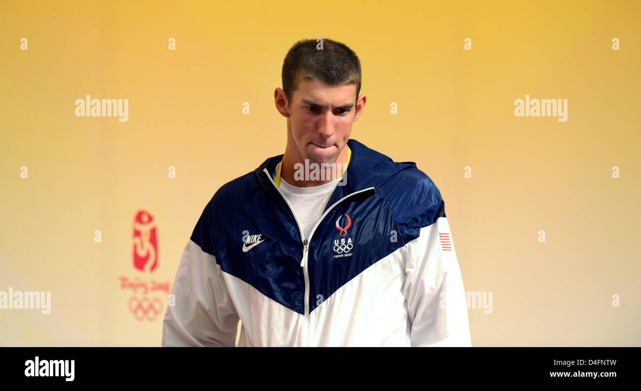 Michael Phelps during the press conference after winning his 8th Gold ...