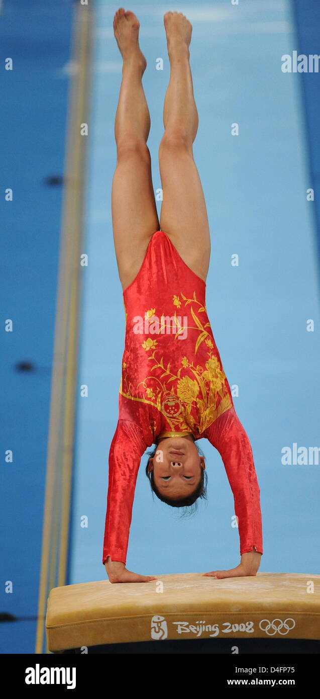 Chinese Fei Cheng competes the Vault at the Apparatus Finals in the ...