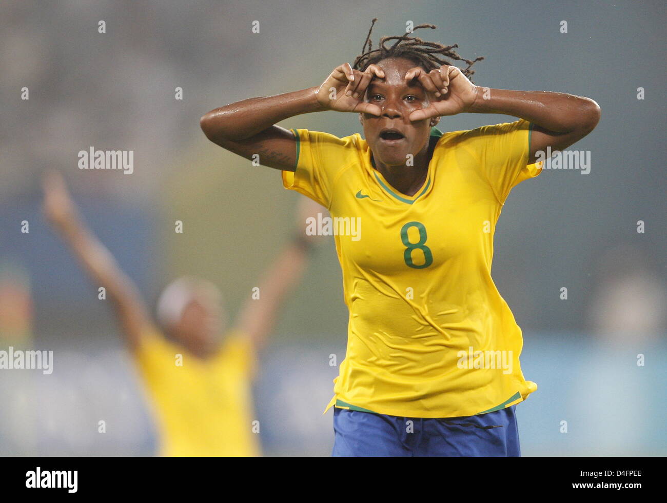 Formiga of Brazil celebrates her goal during the women's football ...
