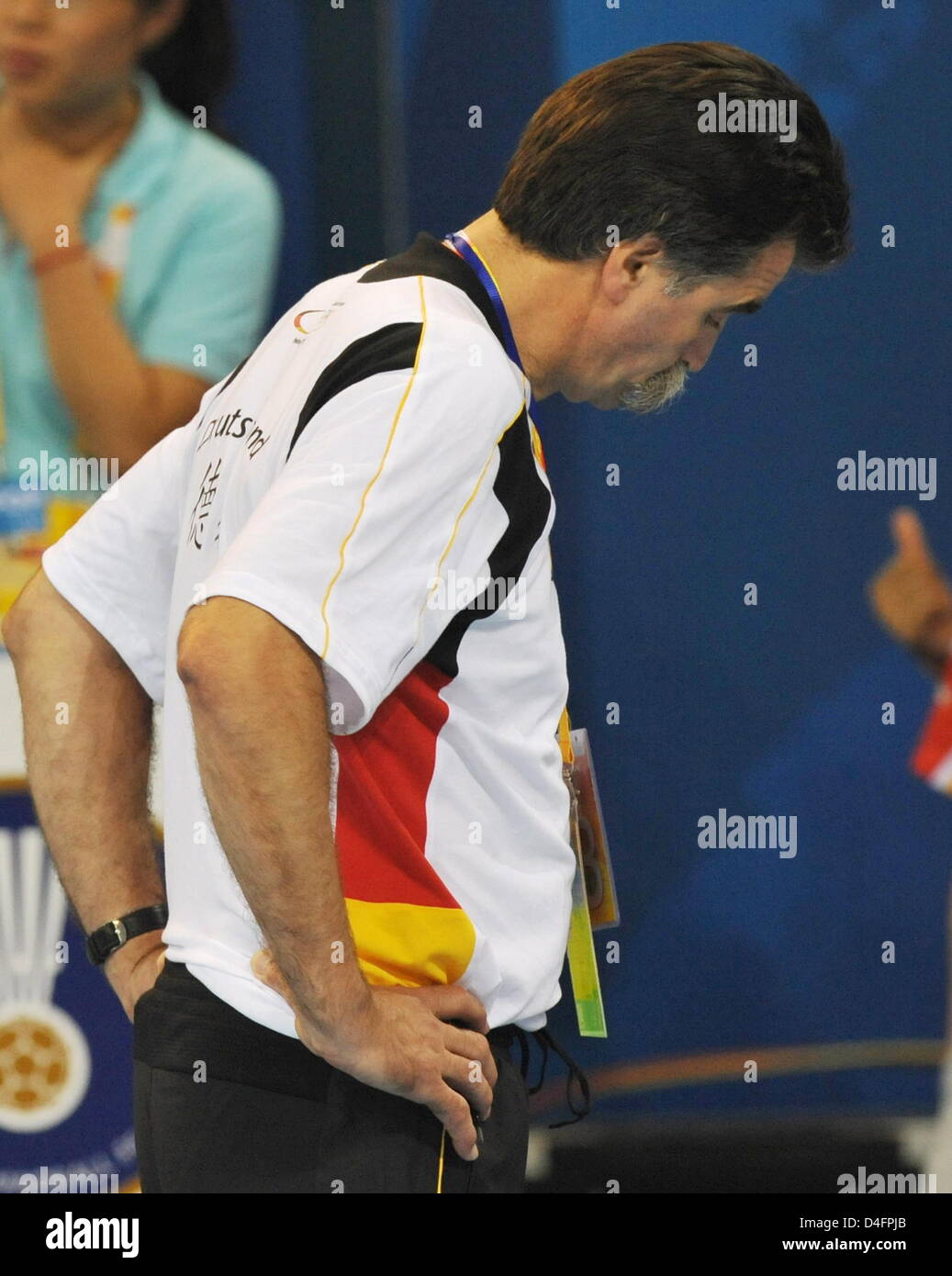 Head Coach Heiner Brand of Germany reacts during the men's handball ...