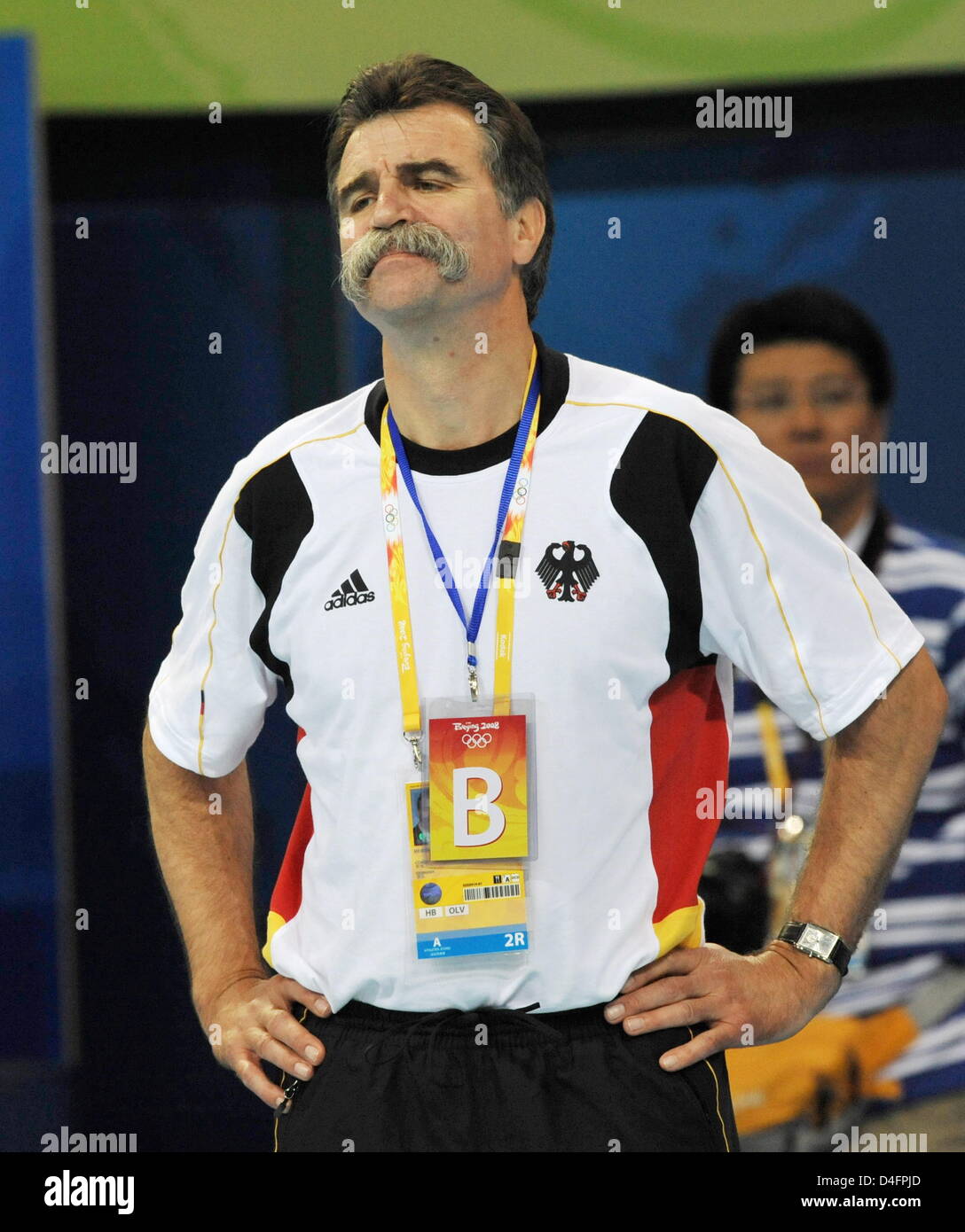 Head Coach Heiner Brand of Germany reacts during the men's handball ...