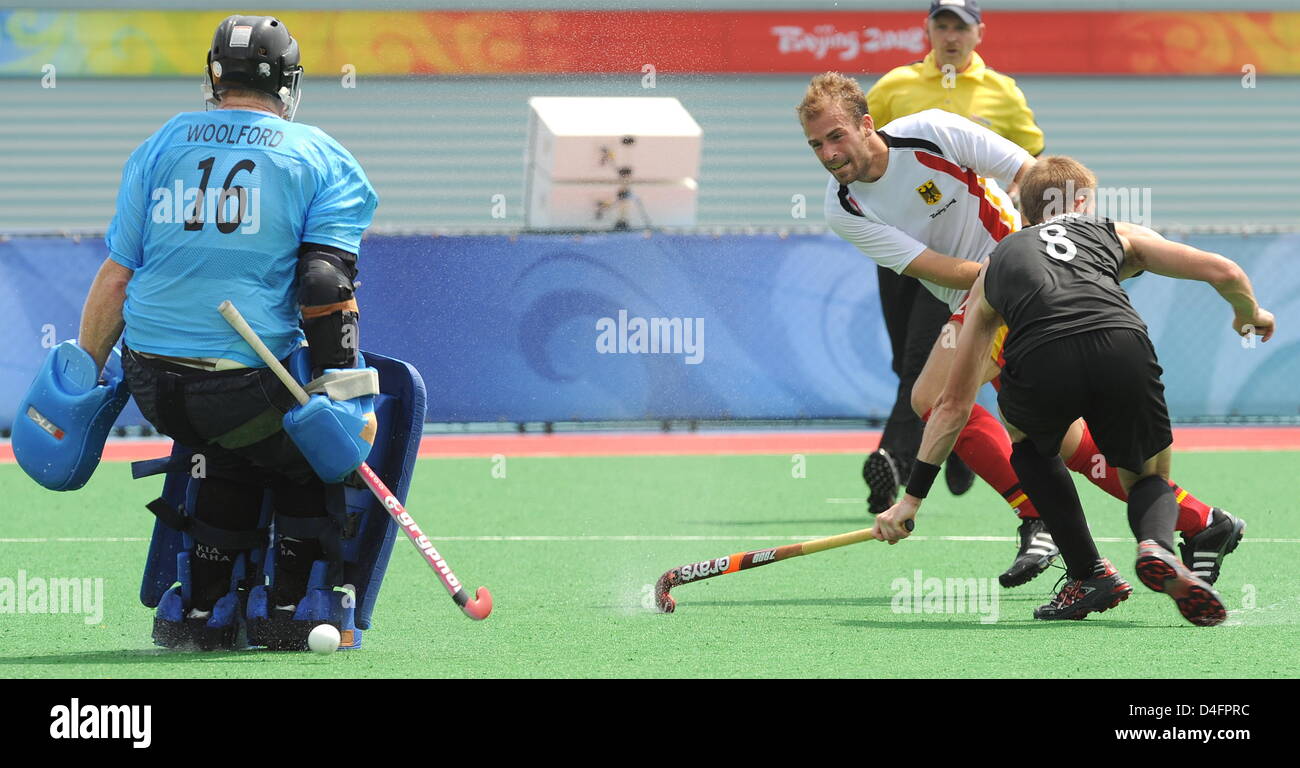 German Hockey player Florian Keller scores against New Zealands goal ...