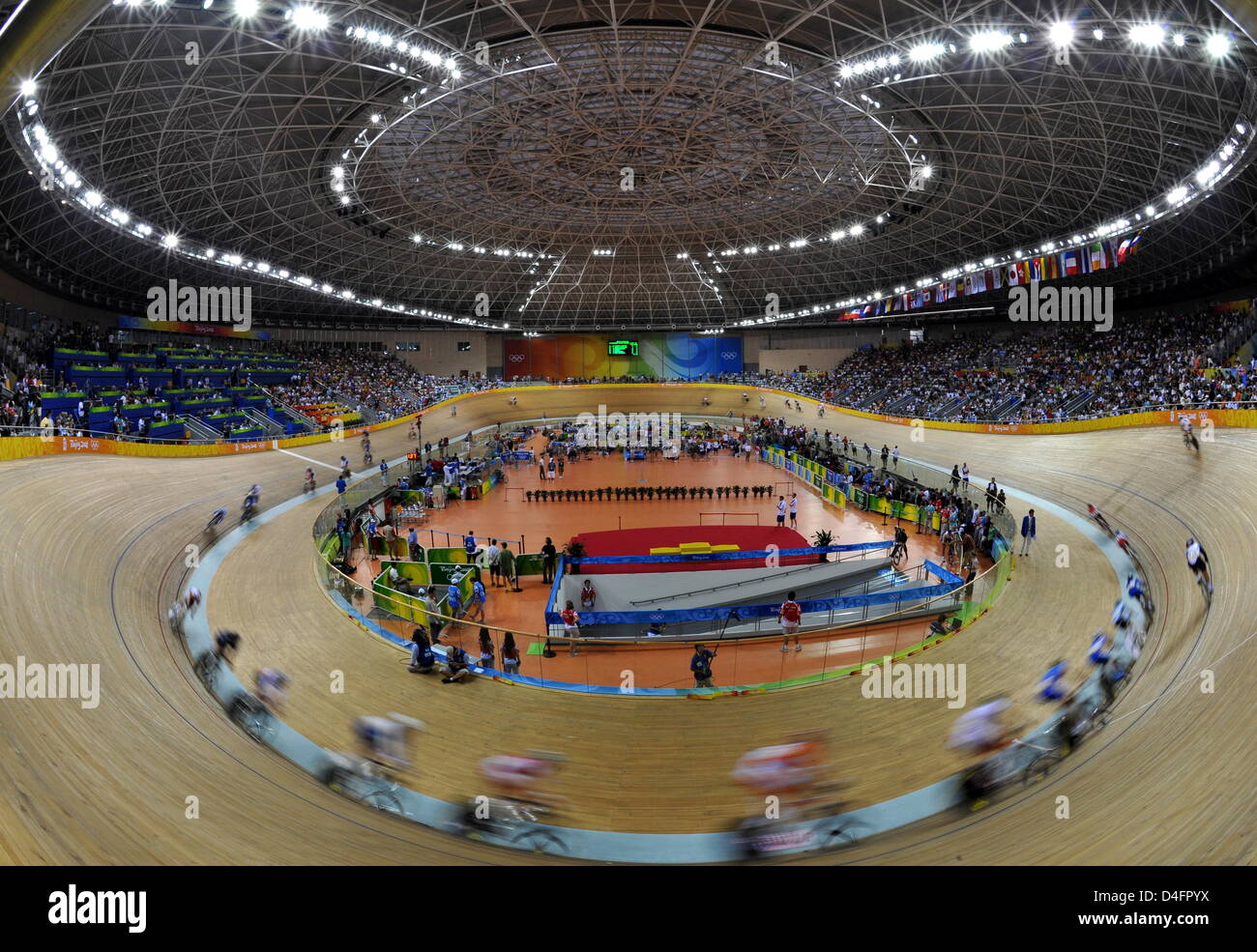 A general view during the Cycling - Track competition at Laoshan ...