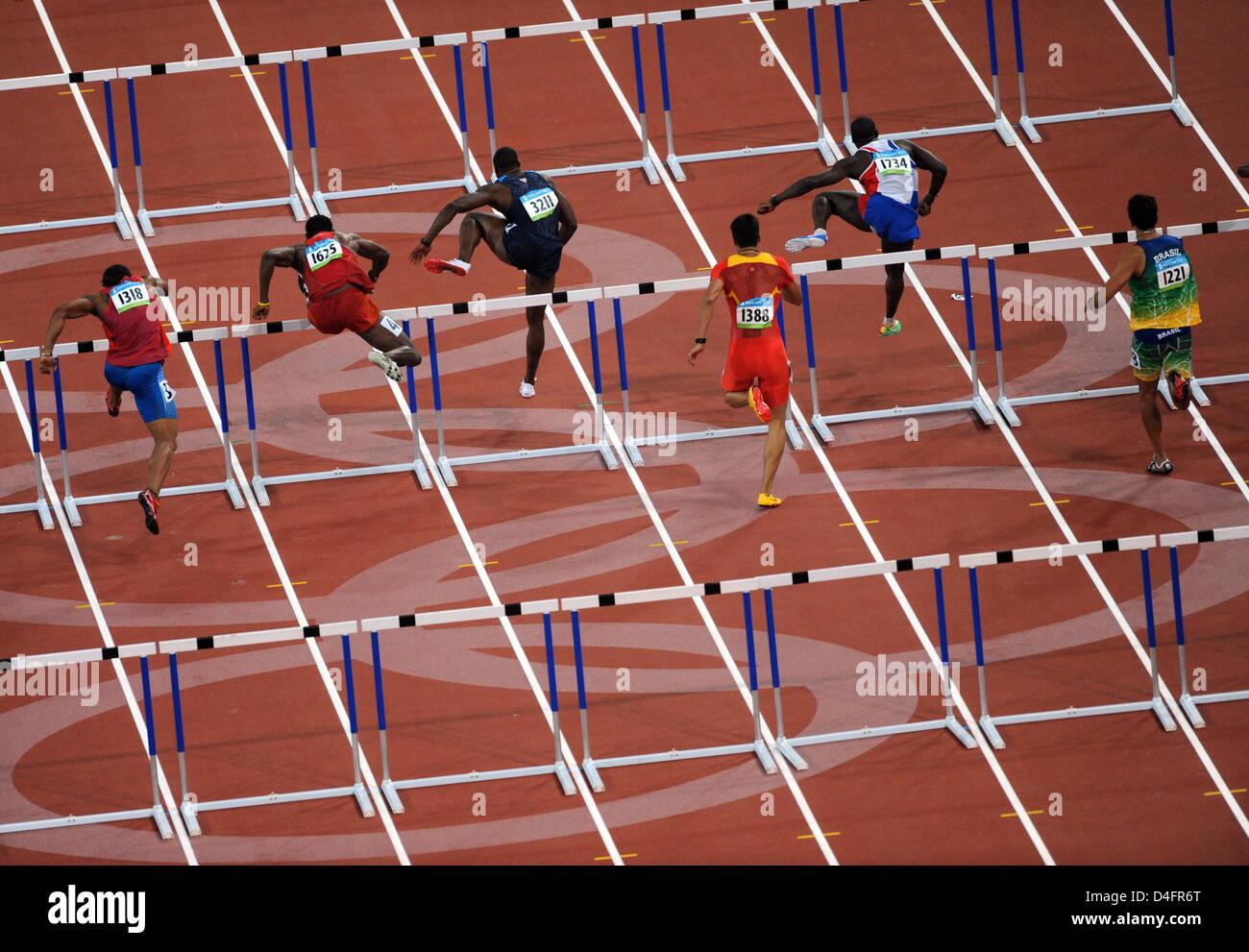 Runners compete at Men's 110m Hurdles Round 2 competition in the ...