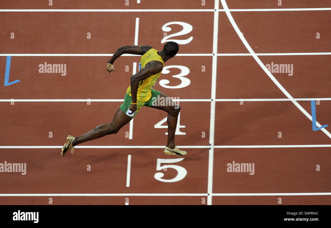 Usain Bolt Crossing The Finish Line