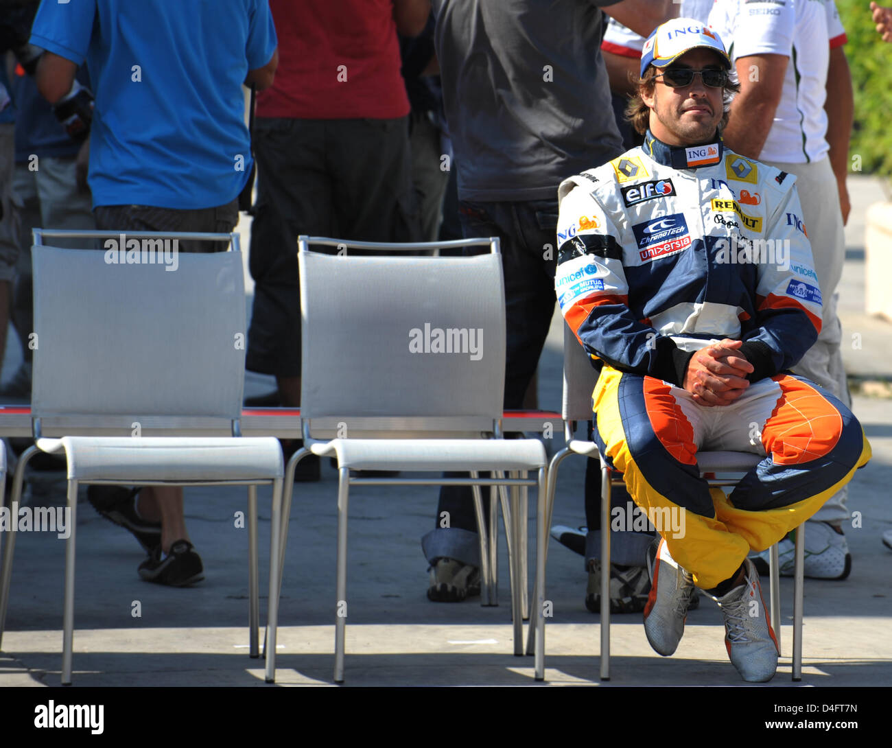 Spanish Formula One driver Fernando Alonso of Renault F1 waits for the ...