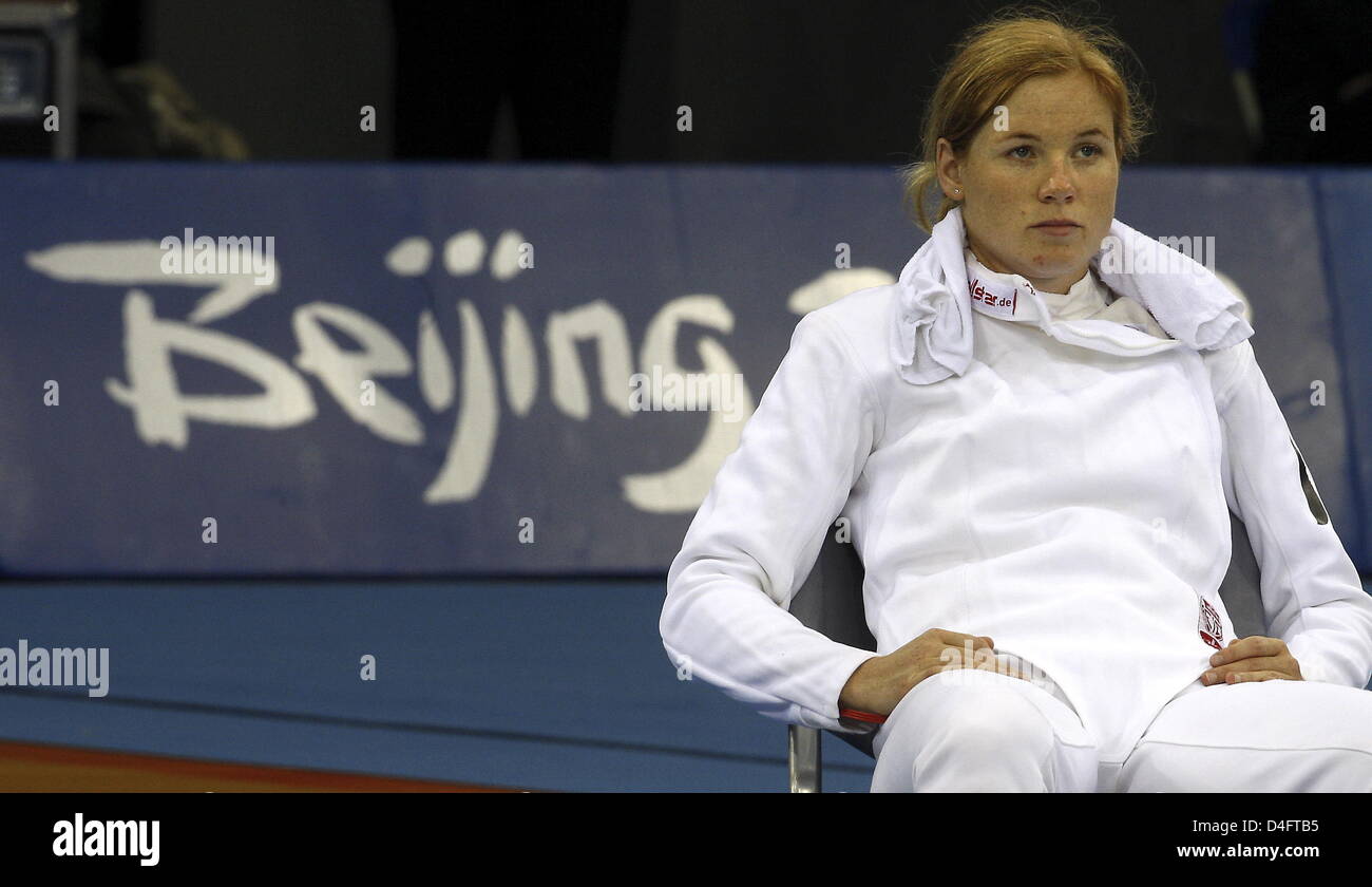 Eva Trautmann of Germany looks on during the women·s Fencing Epee One ...