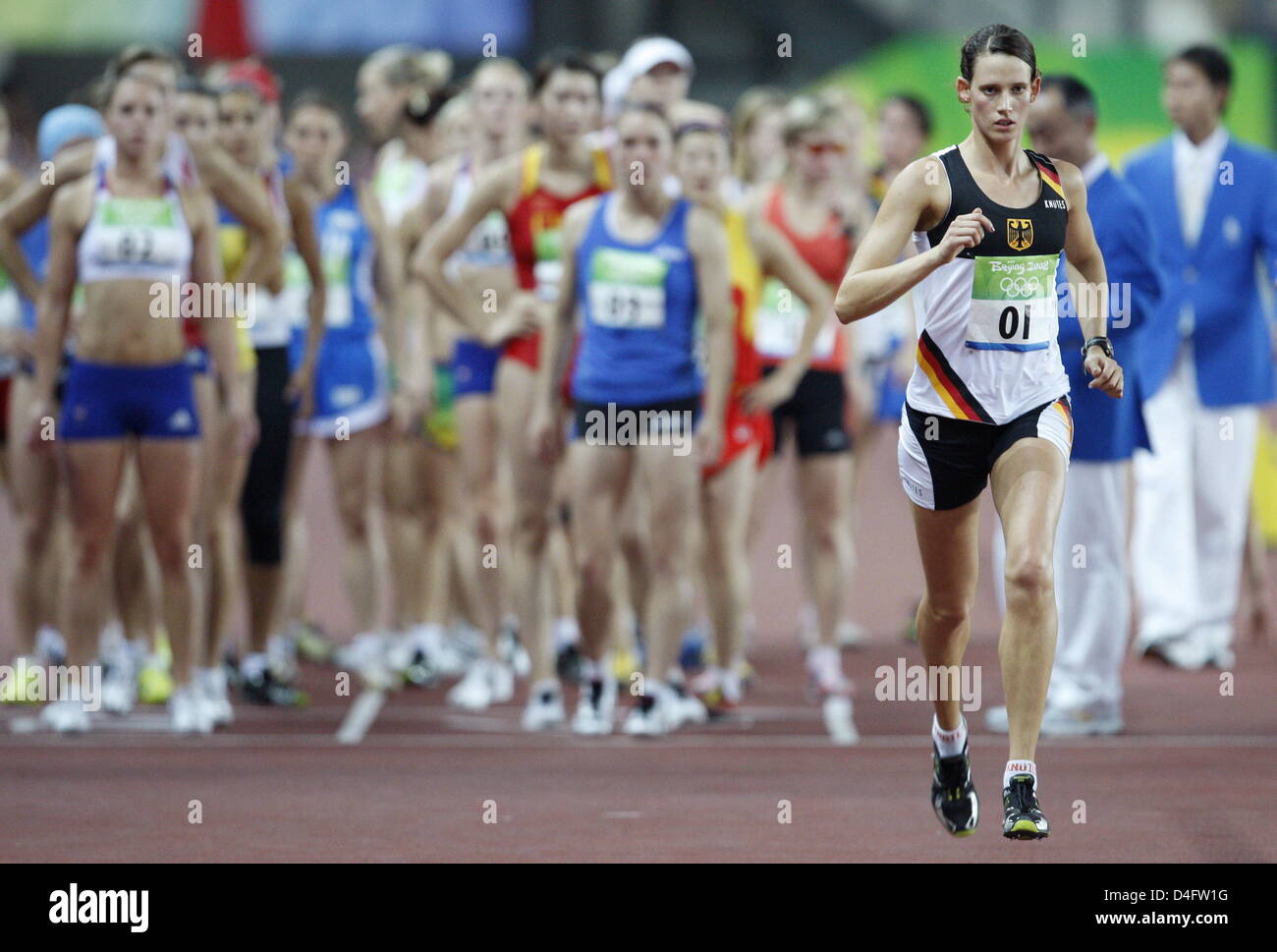 Lena Schoeneborn (R) of Germany competes in the Women's Running 3000m ...