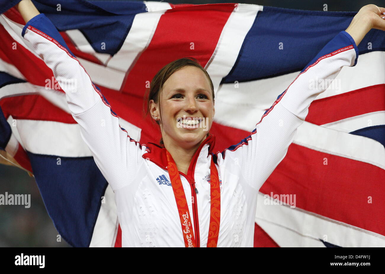 Second placed Heather Fell of Great Britain celebrates during the medal ...
