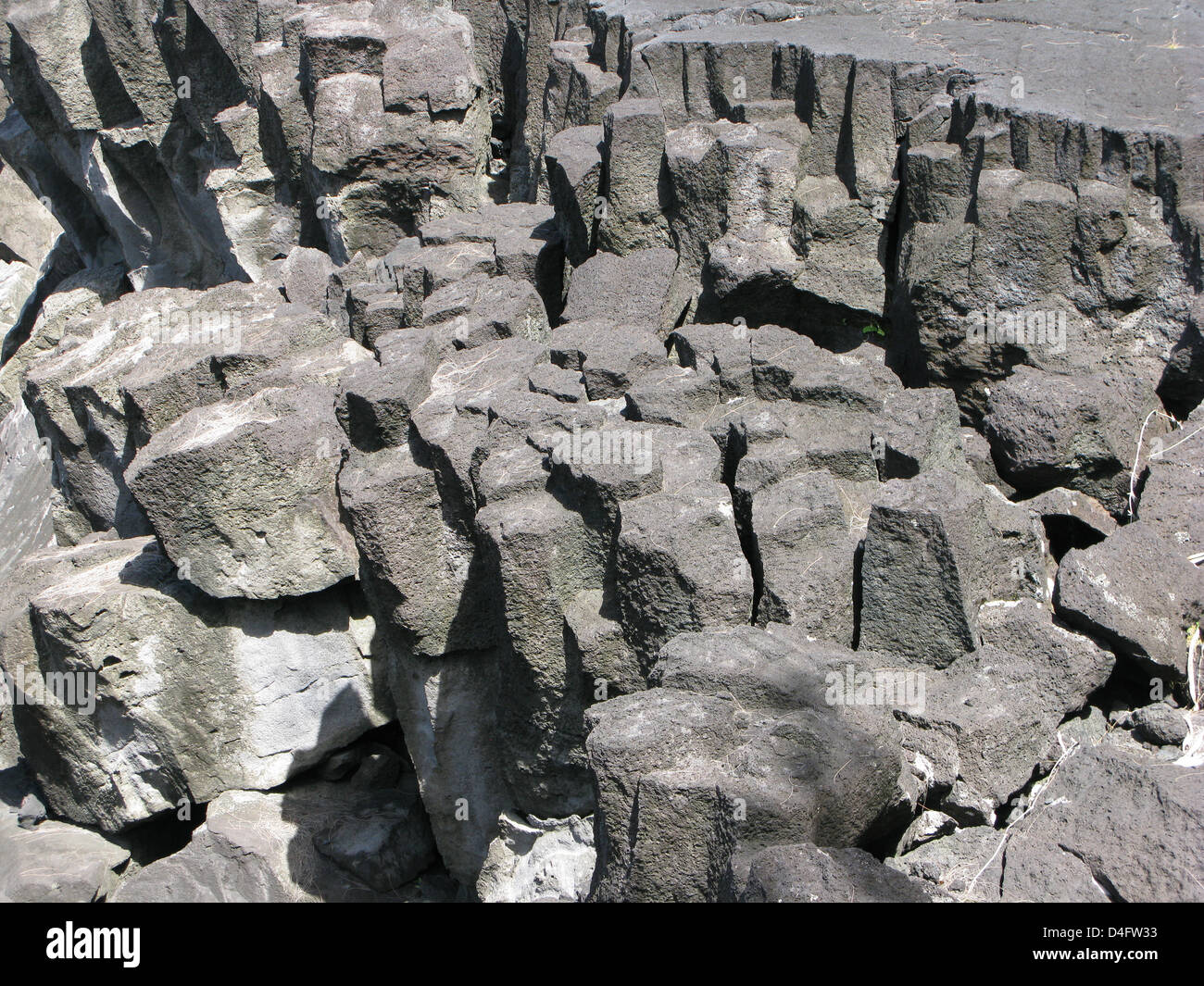 The photo shows volcanic basalt blocks near Puits Arabe on La Reunion ...