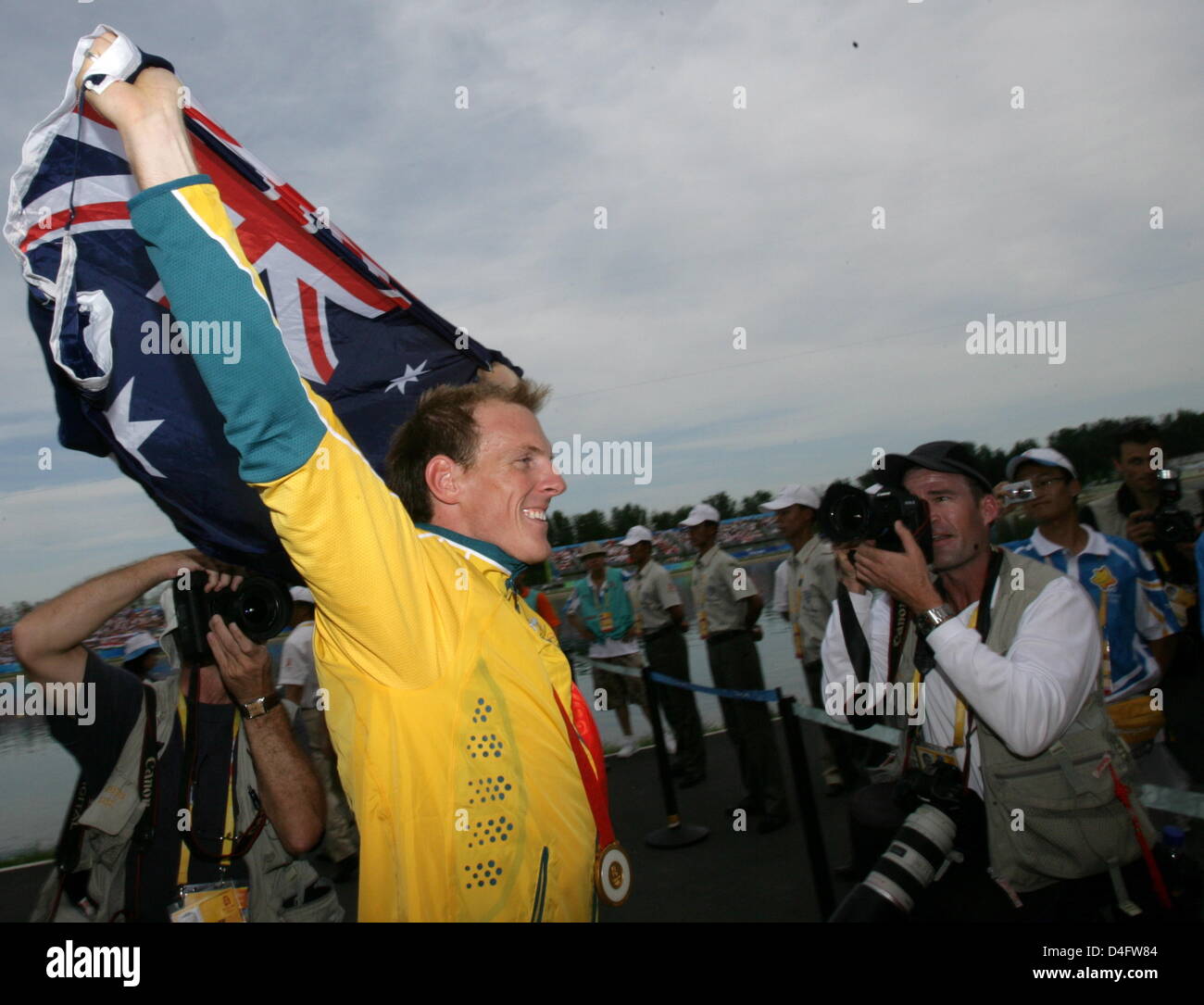 Ken Wallace of Australia celebrates his gold medal after winning the ...