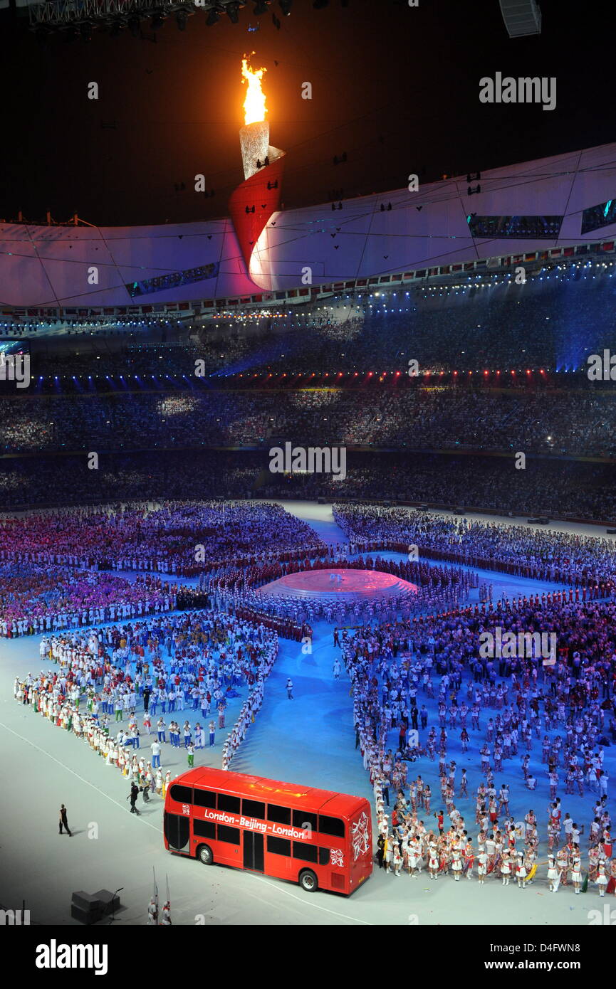 A typical British double decker bus is seen during the Handover ...