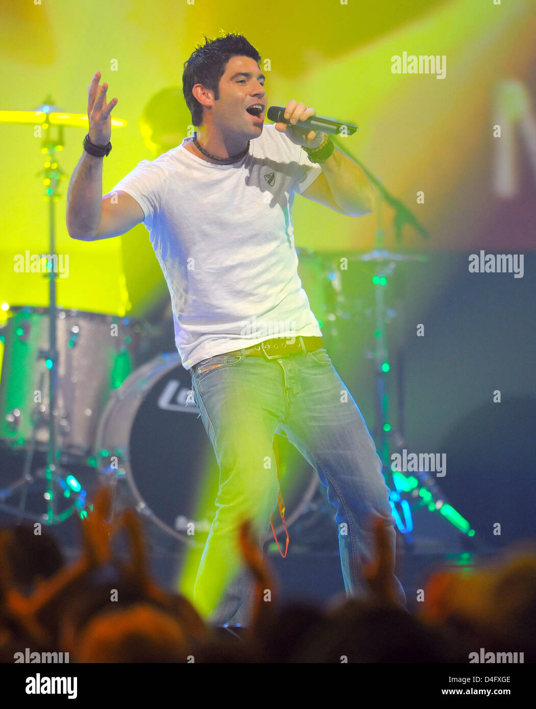 Singer of band 'Marquess' Sascha Pierro performs during the recording ...