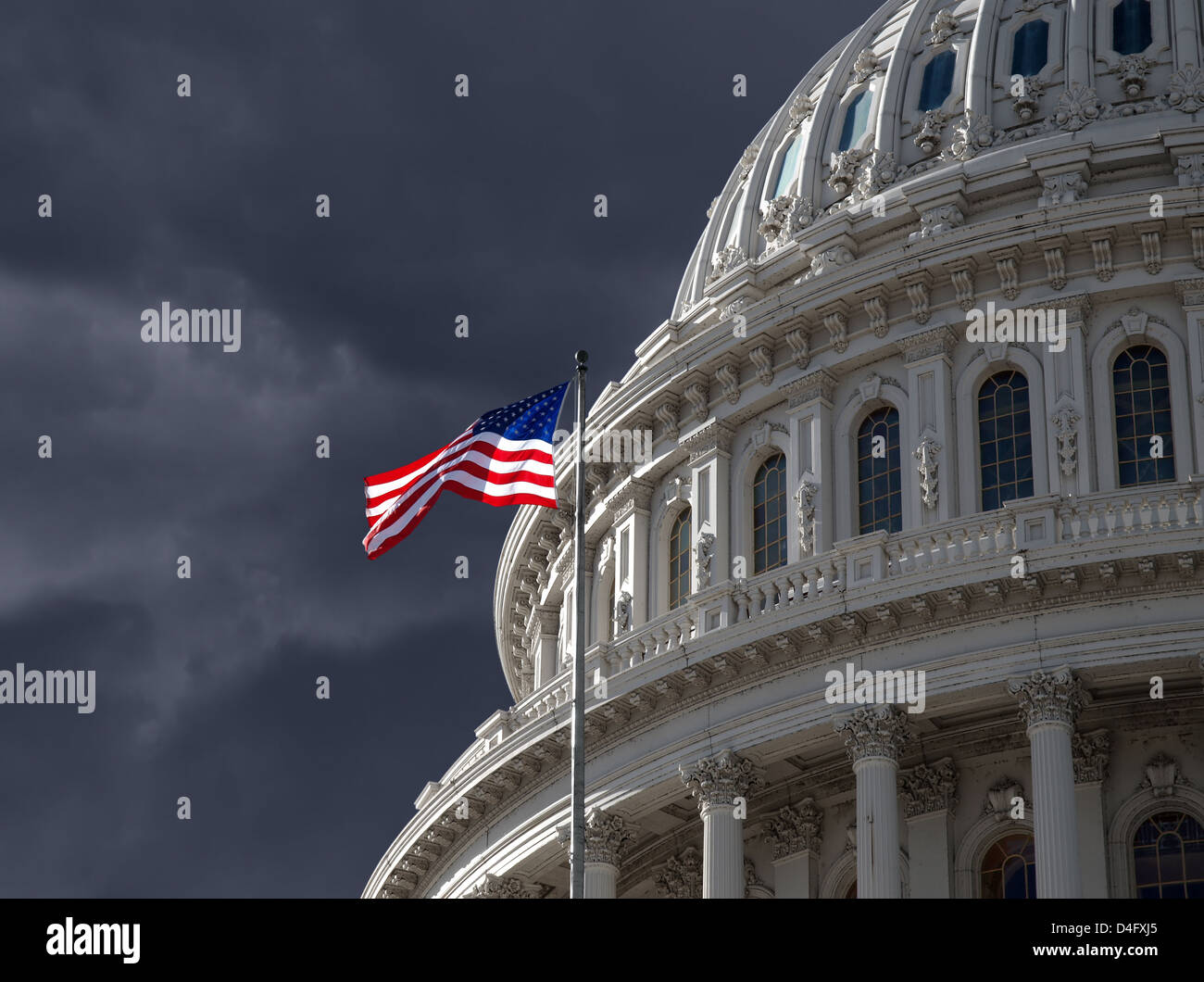 American flag over capitol dome hi-res stock photography and images - Alamy