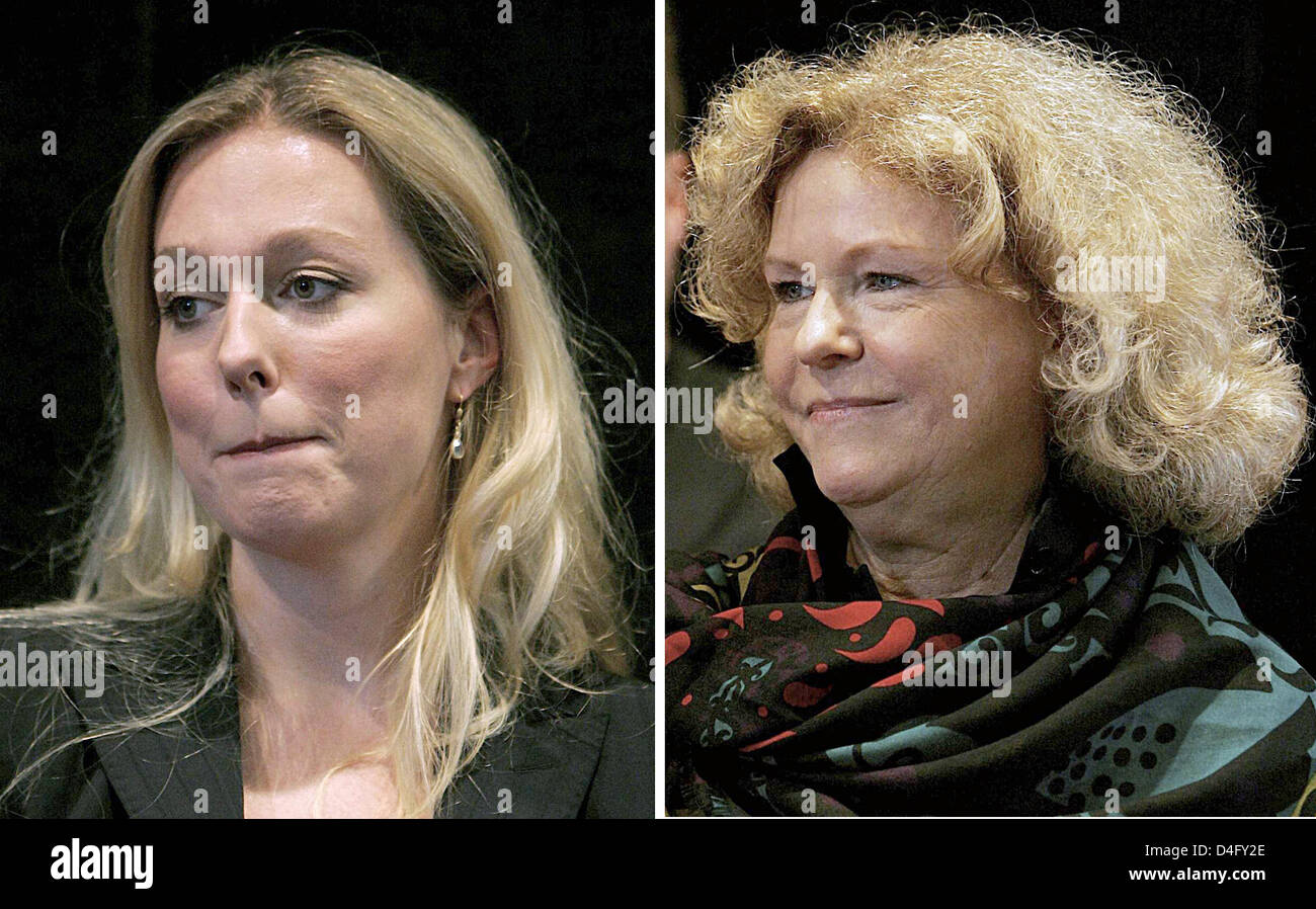 The composite photo shows Katharina Wagner (L), during the farewell ...