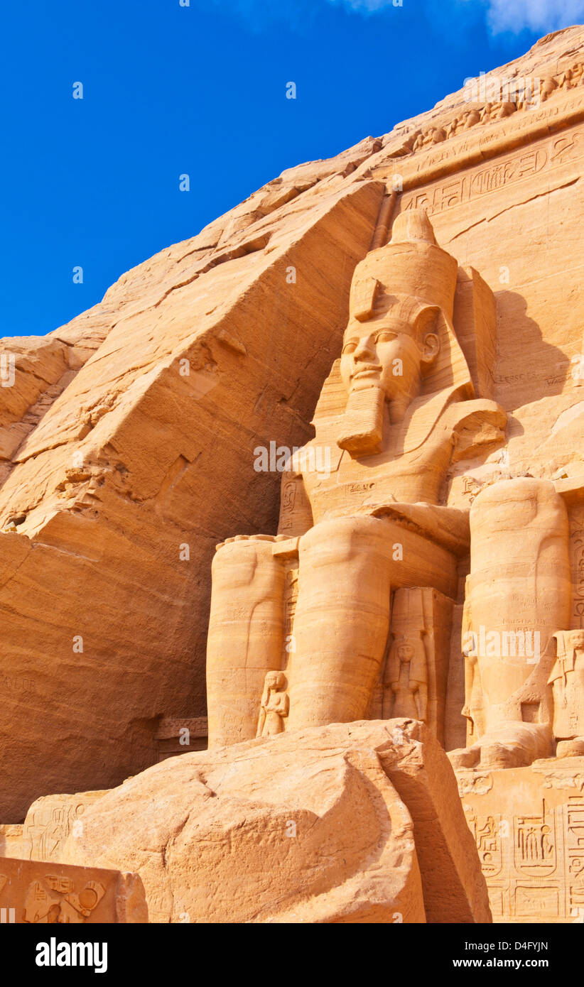 Giant statue of the great pharaoh Rameses II outside the Temple of ...