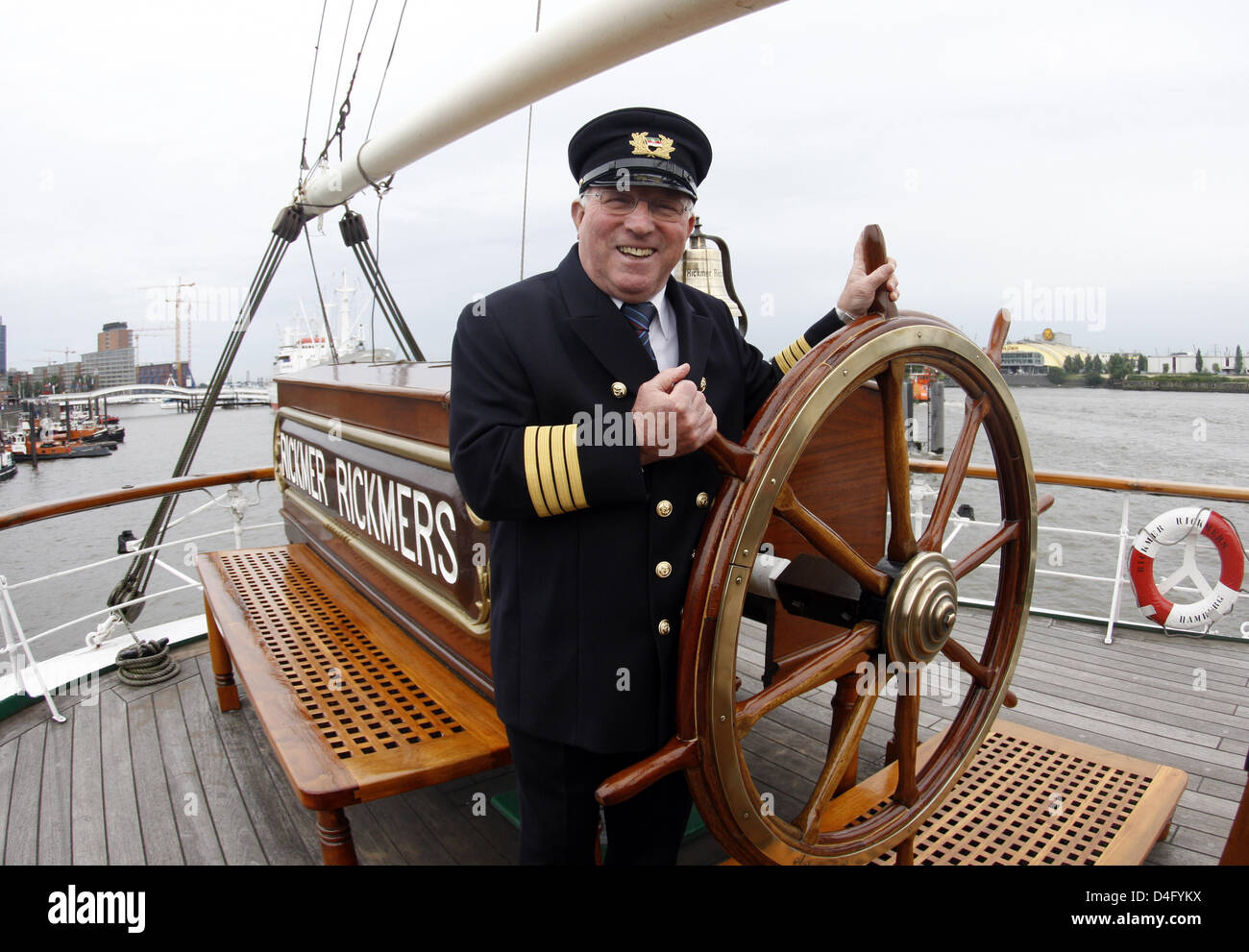 German soccer legend Uwe Seeler poses as captain of museum ship ...