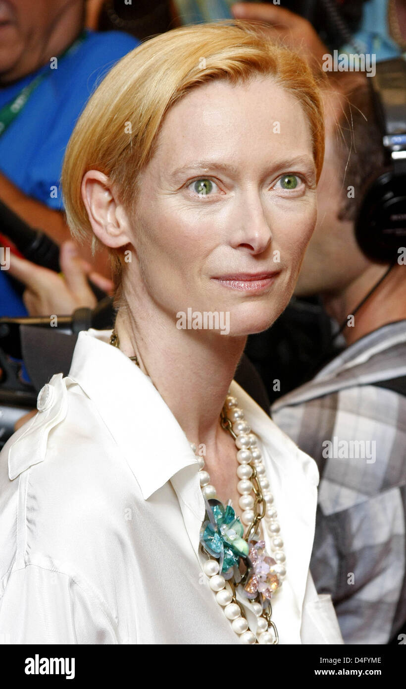 British actress Tilda Swinton arrives at the premiere of her film 'Burn ...