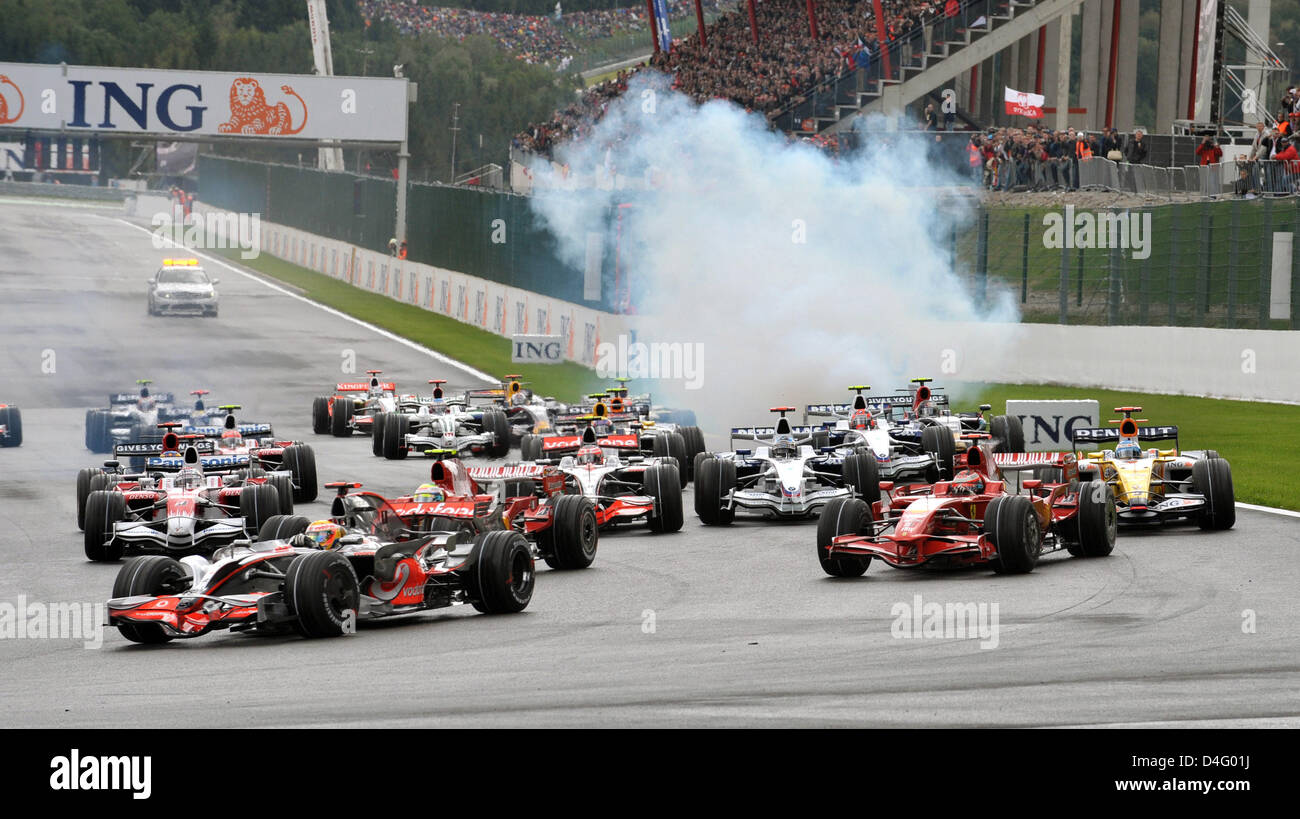 British Formula One driver Lewis Hamilton (front) of McLaren Mercedes ...