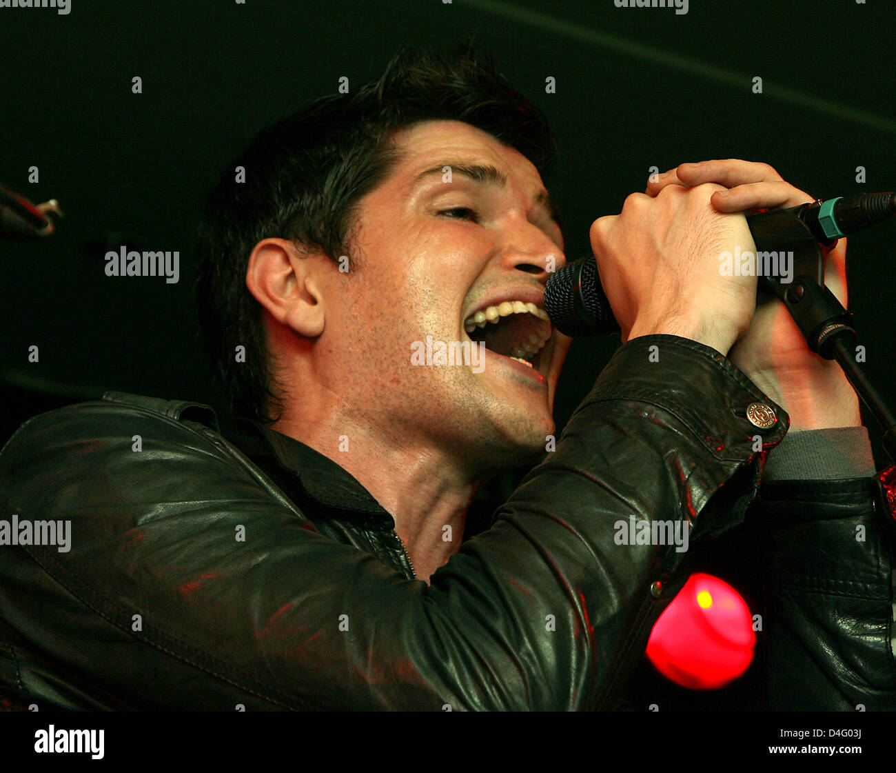 Danny O'Donoghue, singer of Irish band 'The Script', performs during an ...