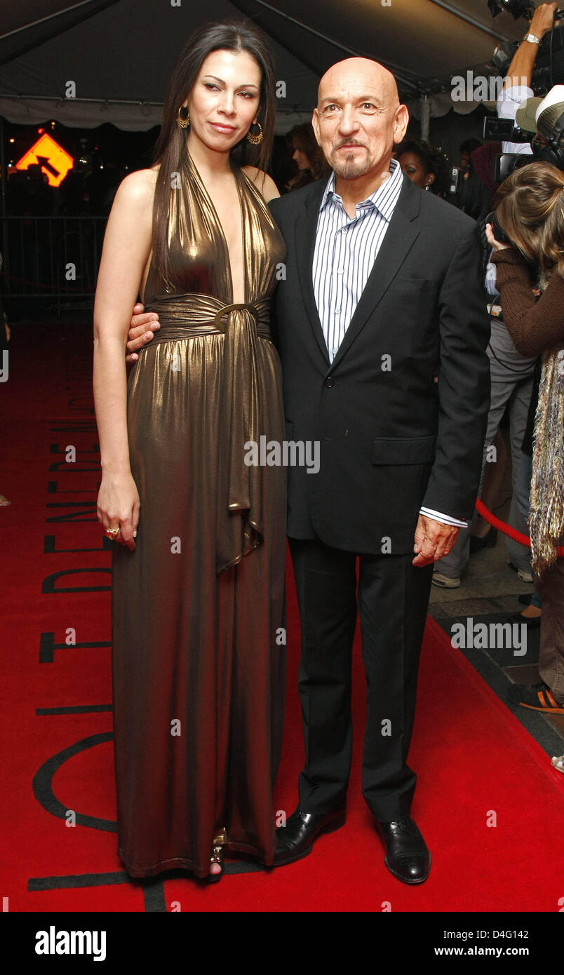 British actor Ben Kingsley and his wife Daniela pose at the premiere of ...
