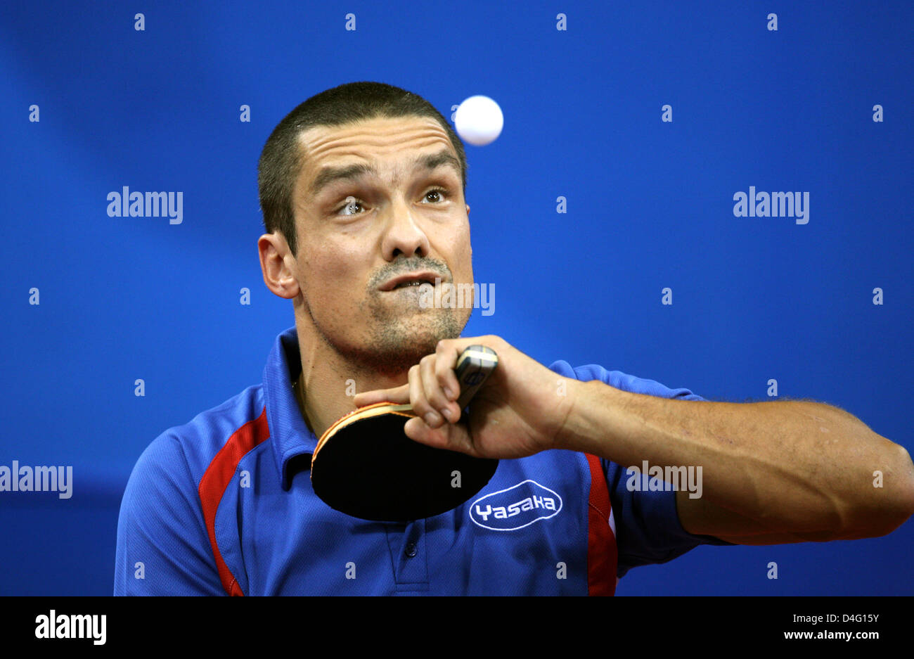 French table tennis player Christophe Durand faces Korean Eun-Chang ...