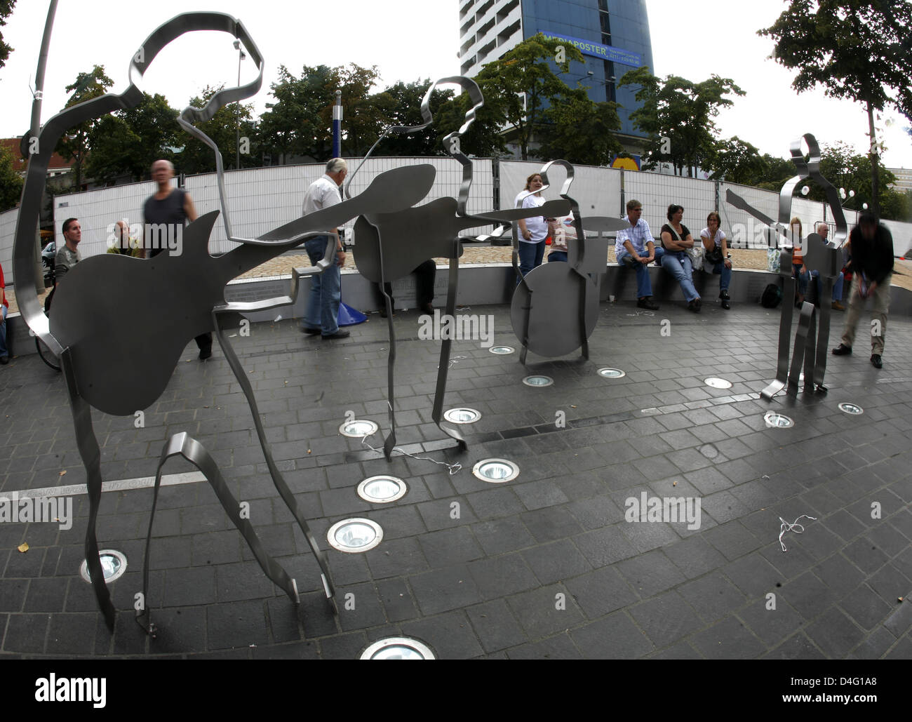 People pictured on the newly inaugurated Beatles Square in Hamburg ...