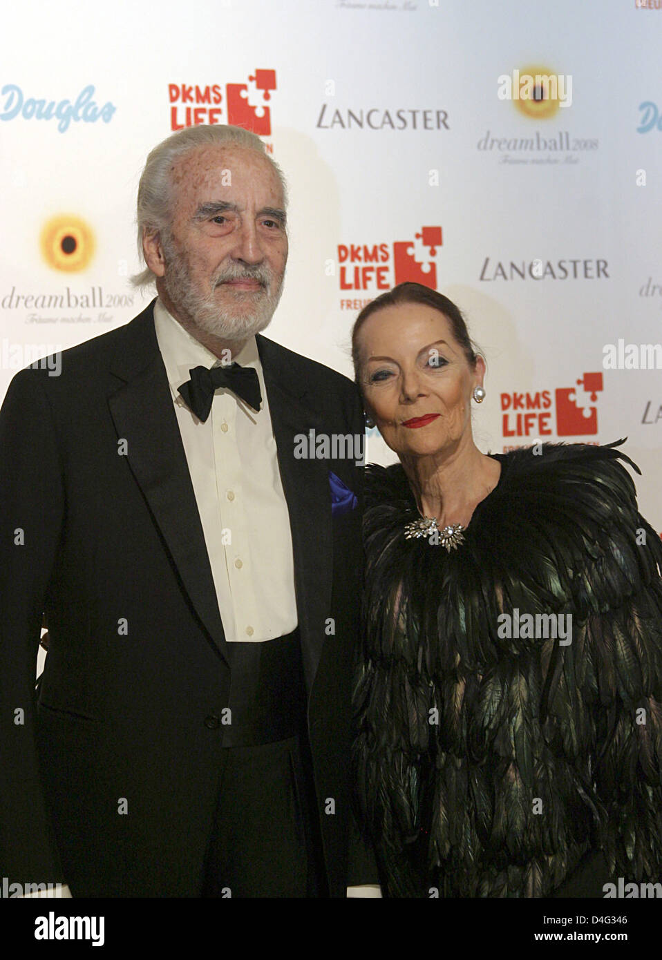 British actor Christopher Lee and his wife Gitte arrive for the charity ...