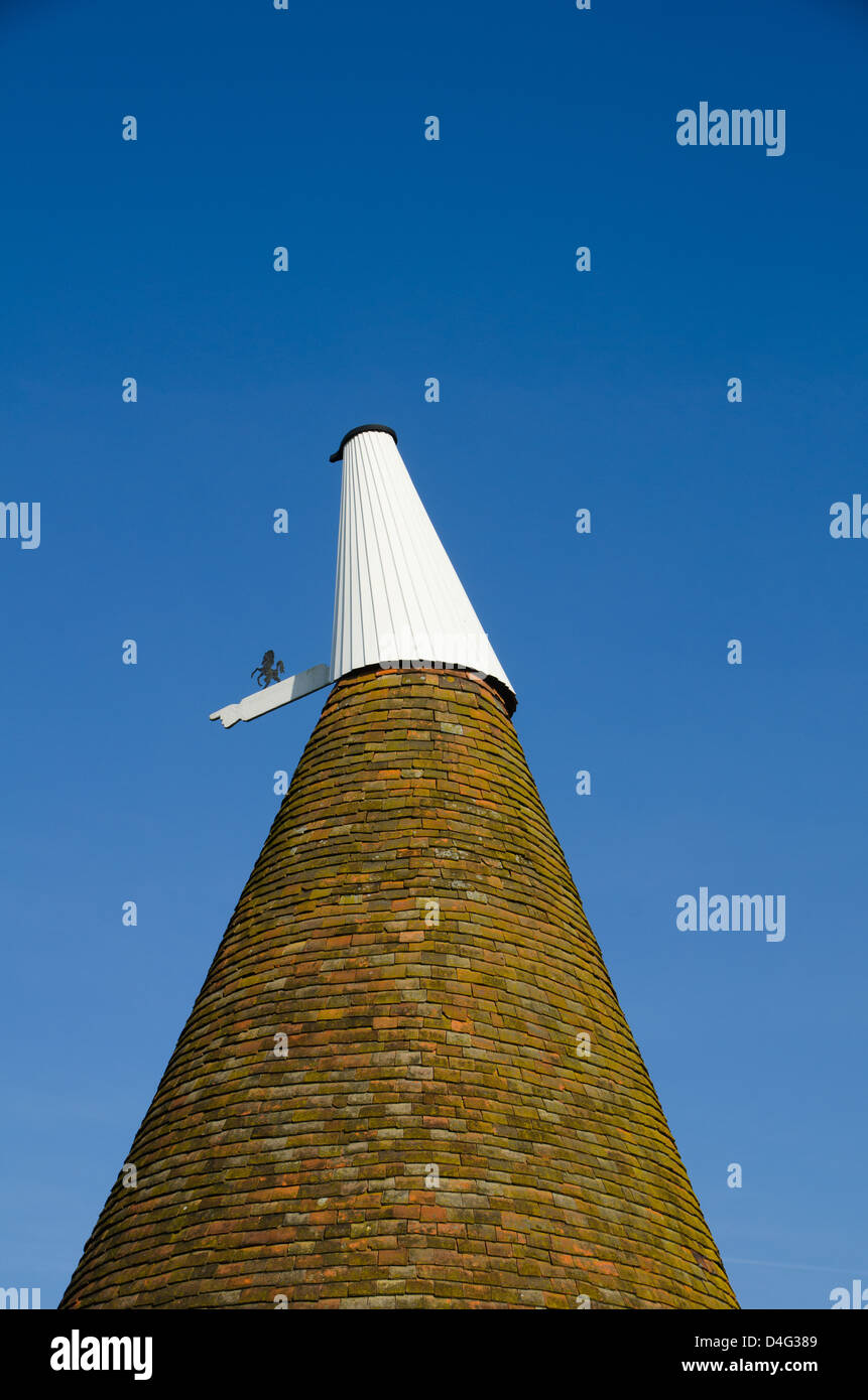 Kent oast house roof tops with Invicta symbol on the sail Stock Photo ...