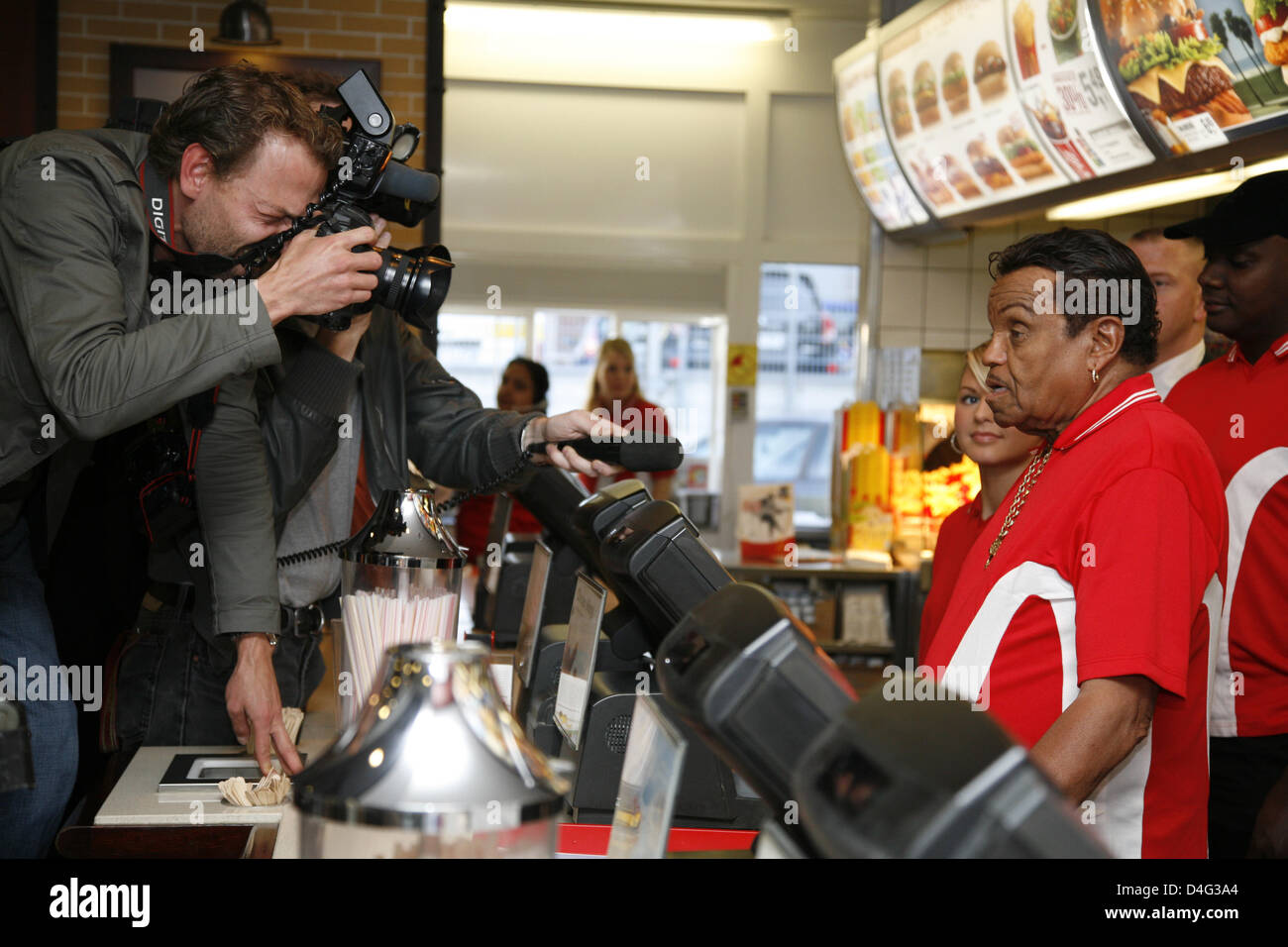 Joe Jackson (R), father of musician Michael Jackson, is pictured as he ...