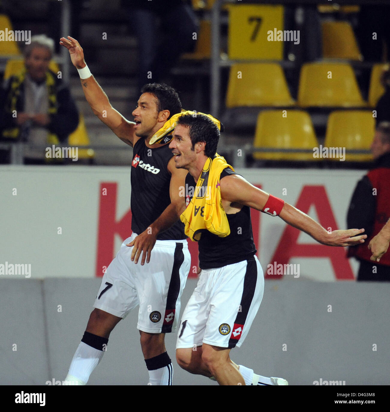 Udinese's Simone Pepe (L) and Gaetano d'Agostino (R) celebrate winning ...
