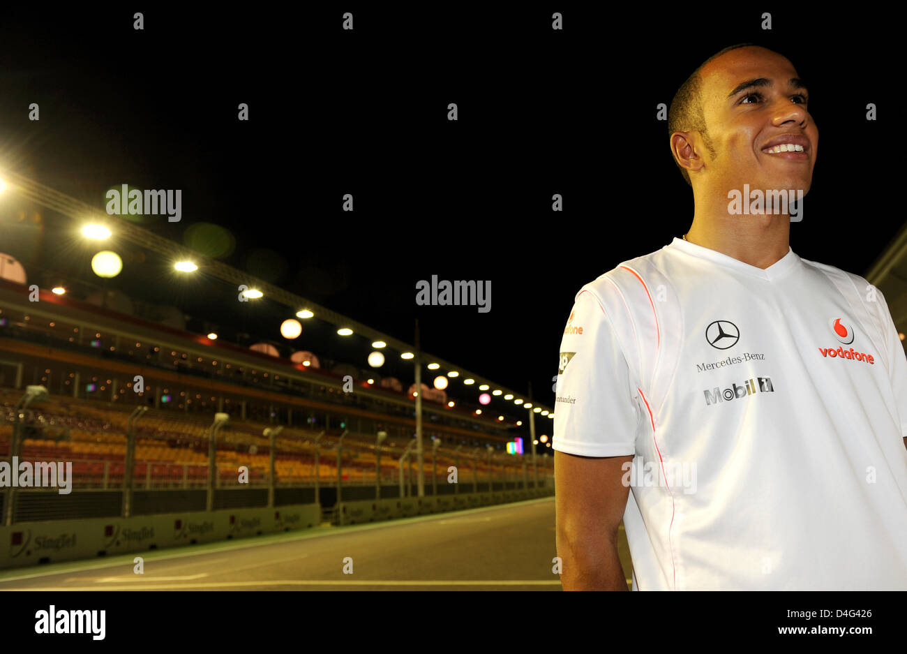 British Formula One driver Lewis Hamilton of McLaren Mercedes is ...