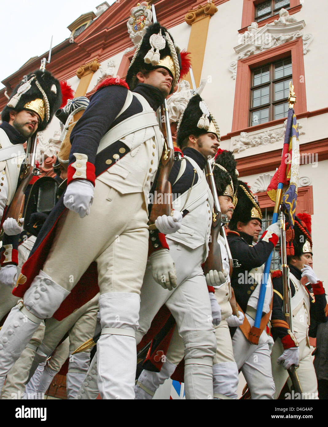 Napoleon Bonaparte is welcomed by the troops during a parade of 600 ...