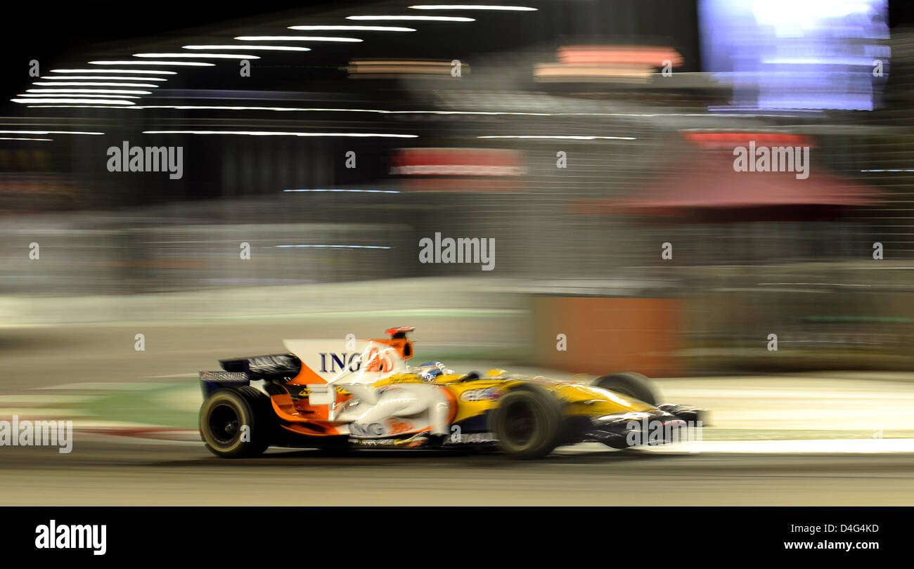 Brazilian Formula One driver Felipe Massa of Ferrari steers his car during the Singapore Grand ...