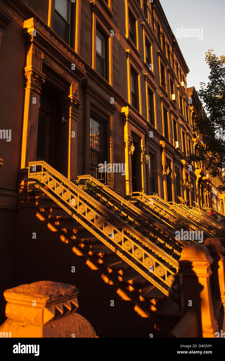 BROWNSTONE ROW HOUSES ONE HUNDRED AND TWENTY SIXTH STREET HARLEM ...