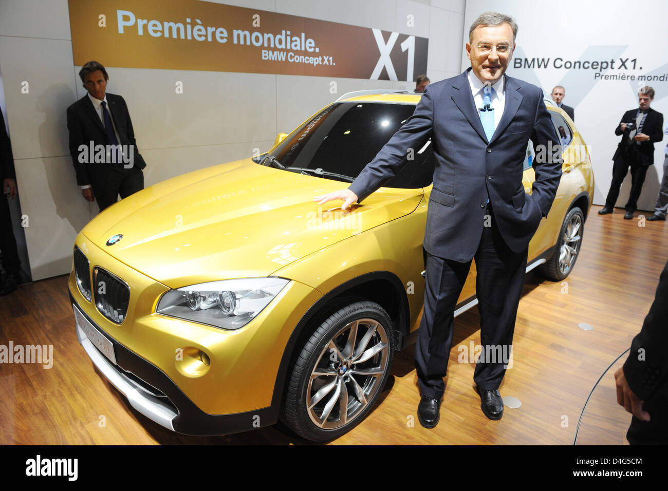 CEO of BMW AG, Norbert Reithofer, presents the new oncept BMW X1 to the ...