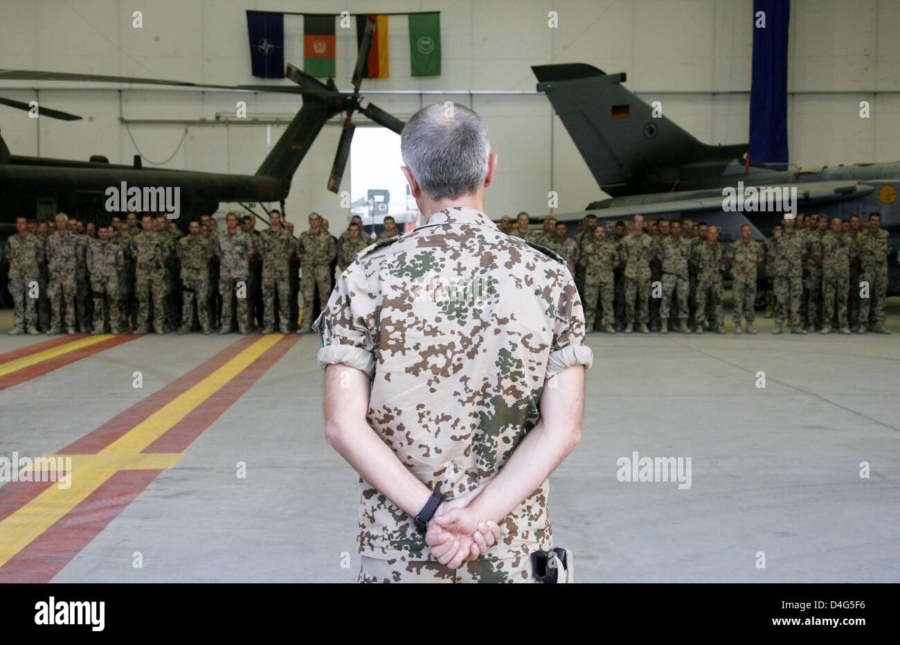 Soldiers of the German Bundeswehr muster on behalf of the 18th 'German ...