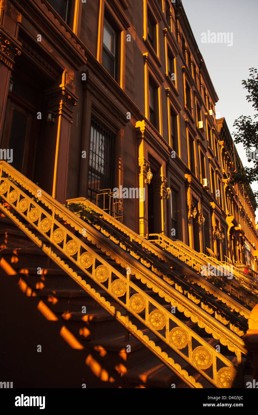 BROWNSTONE ROW HOUSES ONE HUNDRED AND TWENTY SIXTH STREET HARLEM ...