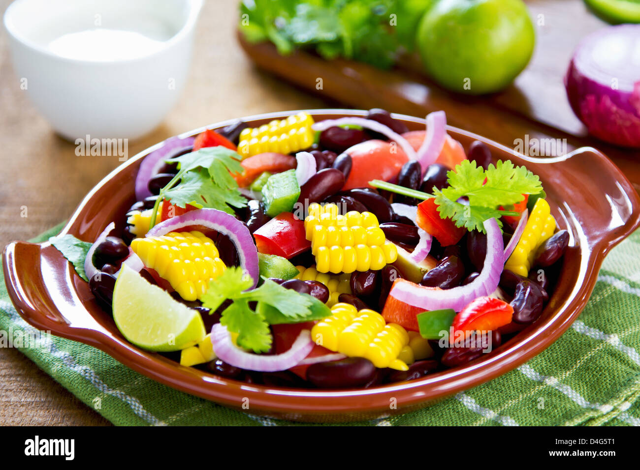 Kidney Bean with sweet corn,pepper salad with tortilla Stock Photo - Alamy