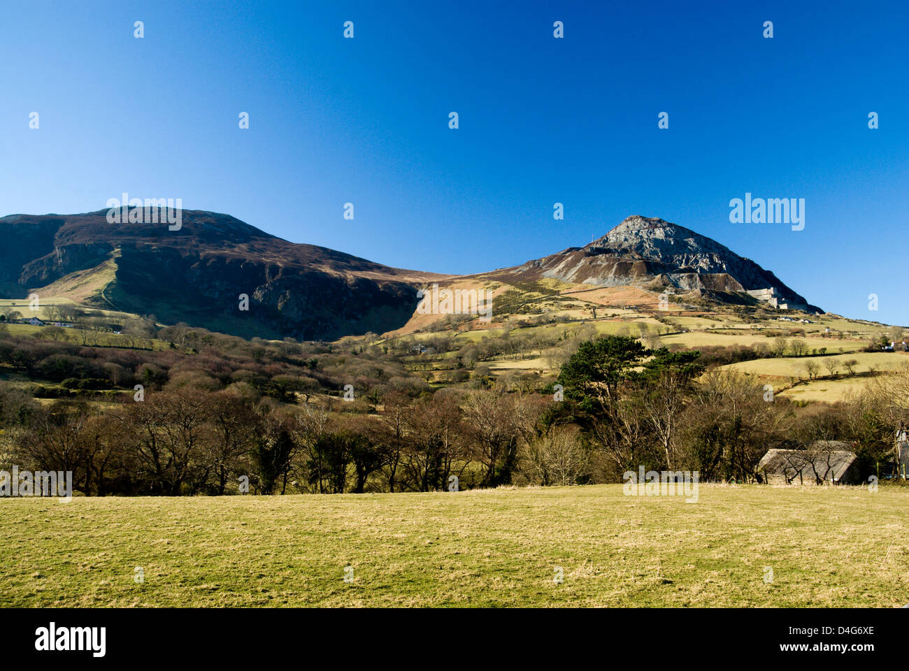 Yr Eifl Mountains from Trefor, Lleyn Peninsula, Caernarfon, Gwynedd ...