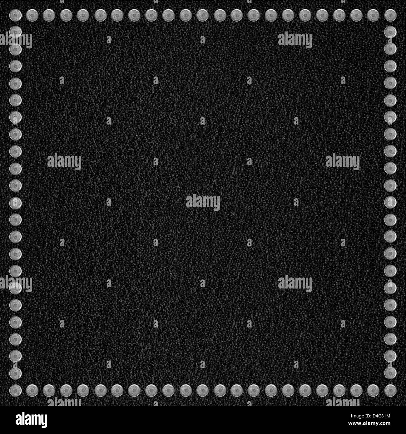 black leather background with silver rivet border or rough pattern ...