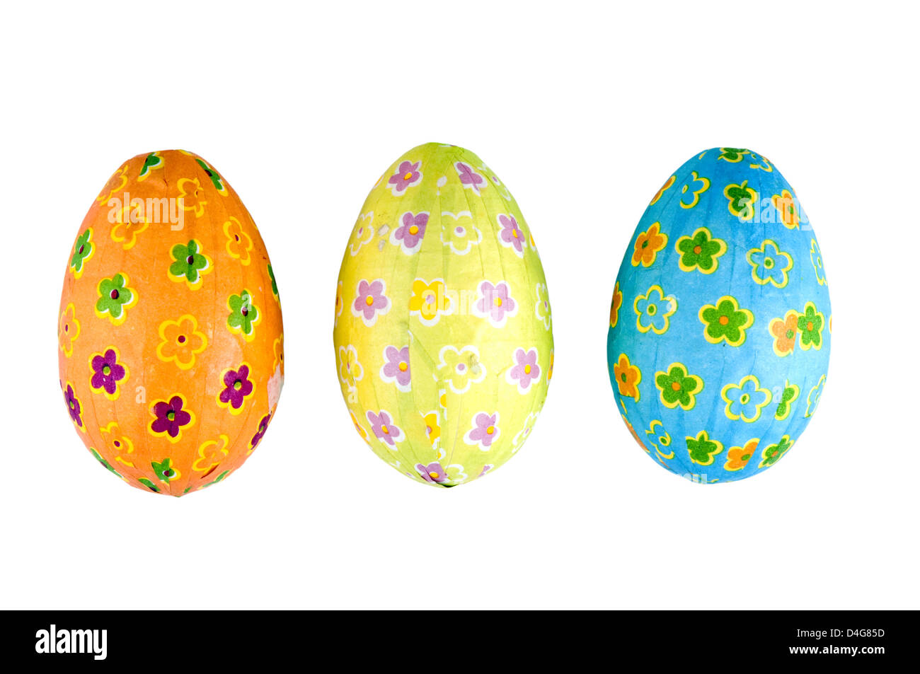 three Easter eggs isolated on white background Stock Photo - Alamy