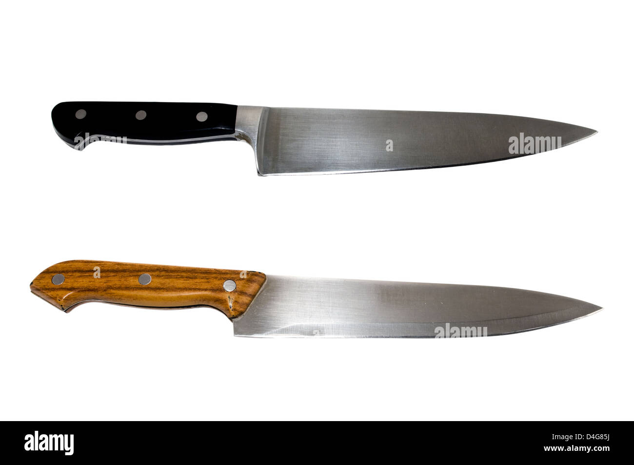 two kitchen knives isolated on white background Stock Photo - Alamy