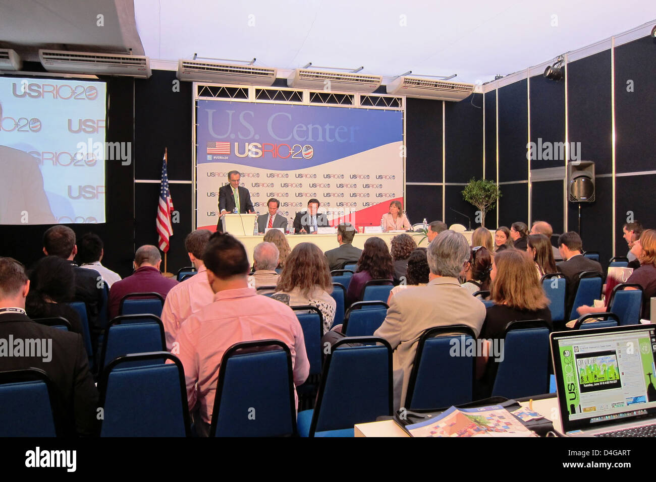 A Panel Participants Discusses Sustainability Stock Photo - Alamy
