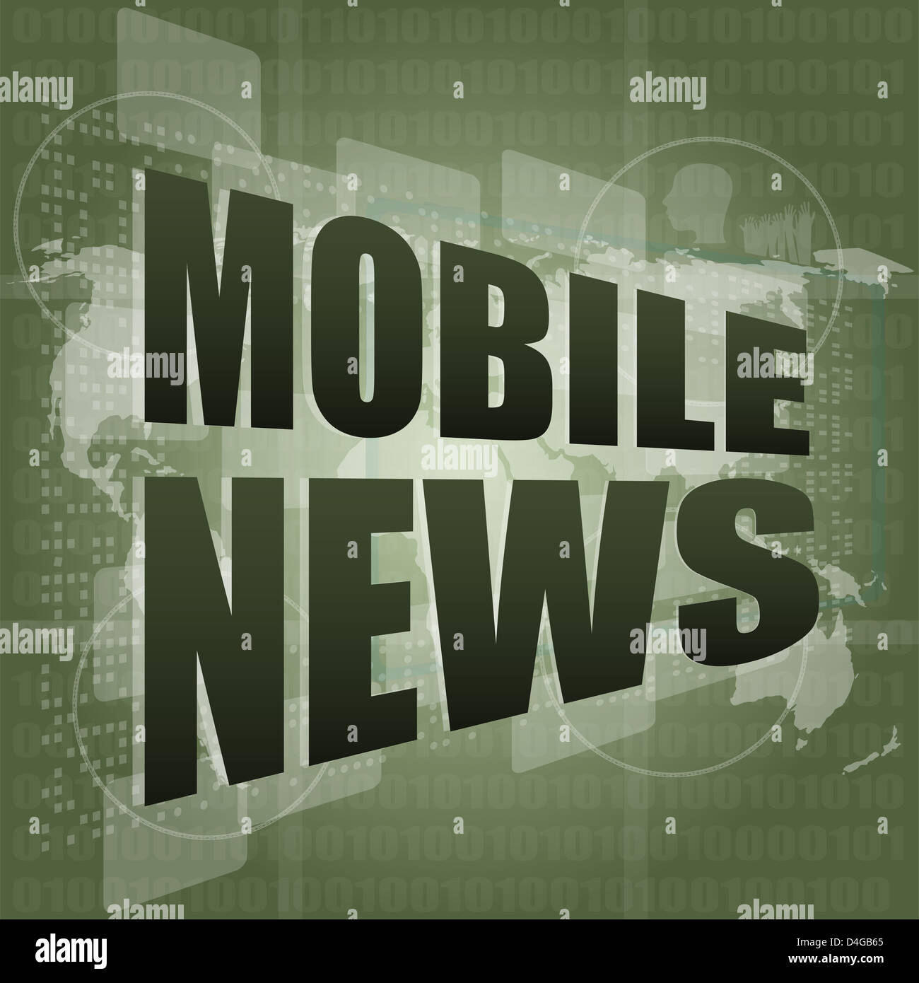 News and press concept: words mobile news on digital screen Stock Photo ...