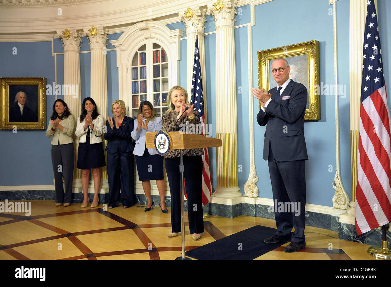Secretary Clinton With ESPN President Skipper Stock Photo - Alamy